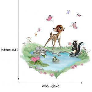 Runtoo Bambi Wall Stickers Forest Animals Deer Wall Decal Girls Bedroom Kids Nursery Home Decor