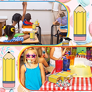 Harloon 24 Pcs Back to School Pencil Candy Boxes Popcorn Holders Teacher Gift Bags Party Favors Welcome Back to School Candy Treat Boxes for Thanks Teacher School Classroom Decoration(Yellow)