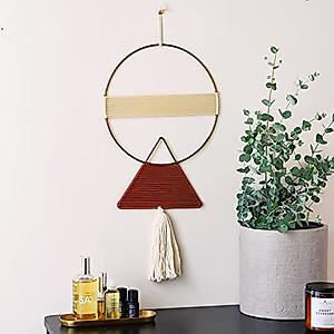 Main + Mesa Geometric Metal and Cotton Wall Hanging with Tassel
