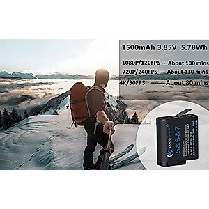 COOLSHOW Hero 7 Battery 1500mAh (3 Packs) Replacement and Triple USB Hero 8 Charger Compatible with GoPro Hero 7,GoPro Hero 6,Hero 8,GoPro Hero 7 Black,HERO6 5 Black, Hero(2018),AHBBP-501