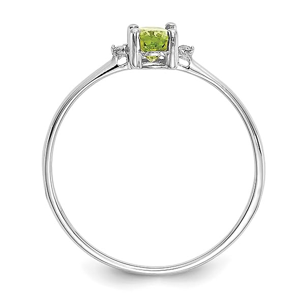 IceCarats 14K White Gold Diamond Green Peridot Ring April August Birthstone Jewelry Size 6