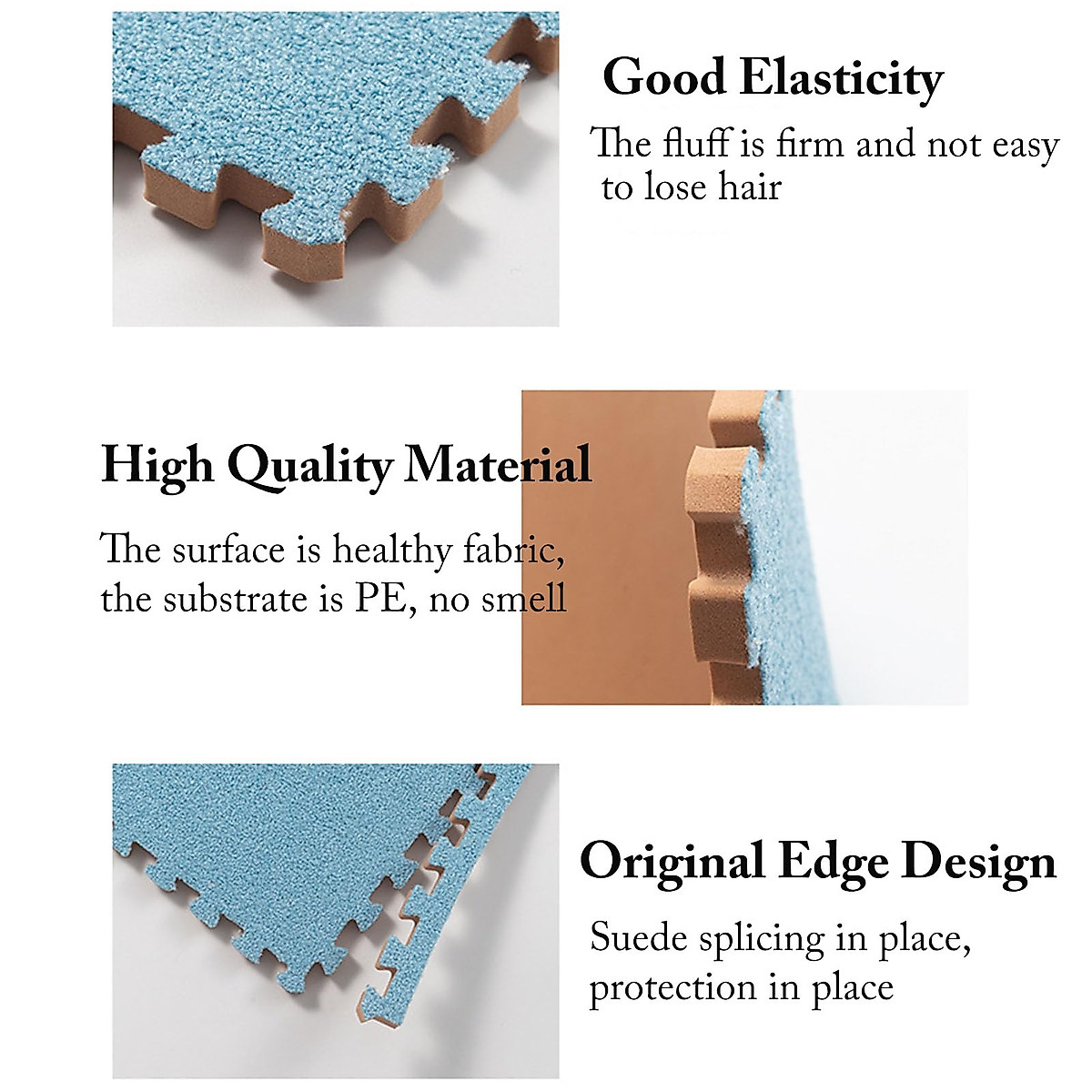 12pcs Non-Slip Interlocking Foam Tile Floor Mats,PE Square Puzzle Foam Carpet Tiles,12X12in Fluffy Cushion Plush Split Joint Climbing Carpet Mats-with Border(Color:Orange)