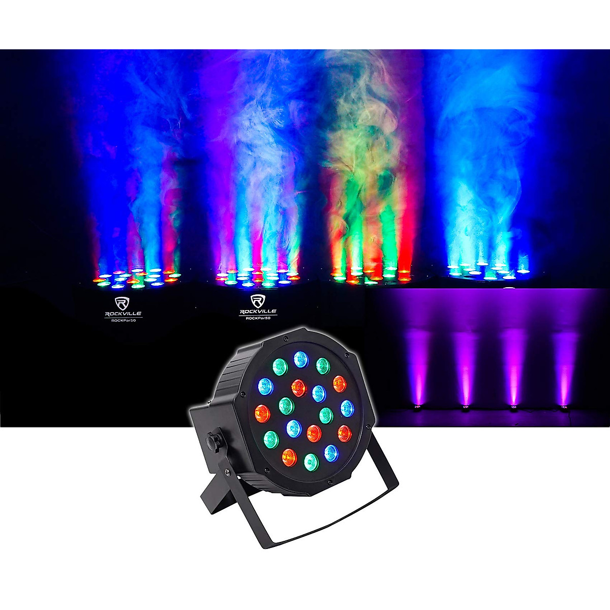 Rockville 192-Channel DMX Controller+Lighting Transmitter+Receiver+8 Par Lights