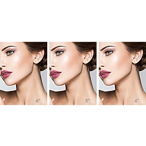 Miabella 925 Sterling Silver or 18Kt Yellow Gold Over Silver Bar Drop Threader Chain Earrings for Women Teen Made in Italy (4 Inches, sterling silver)