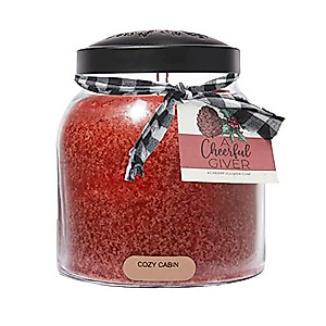 A Cheerful Giver — Cozy Cabin - 34oz Papa Scented Candle Jar with Lid - Keepers of the Light - 155 Hours of Burn Time, Gift for Women, Red