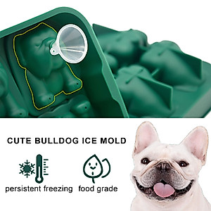 Bongpuda Funny Ice Cube Molds,4 Cavity 3D Bulldog Ice Cube Mold,Silicone Ice Cube Trays Shapes,Ice Cube Model For Bulldog Lovers to Make Whiskey,Cocktails and Fun Drinks Bulldog Gifts(Dark Green)
