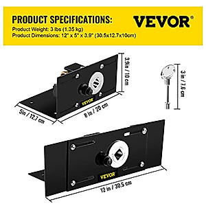 VEVOR Fire Pit Gas Burner Spark Ignition Kit, 300K BTU Fire Pit Ignition System, Stainless Steel Fire Pit Igniter, with 1/2'' Key Valve with Key and Leads & Ground Wire Black Retractable