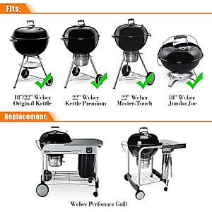GRILL FORCE Grill Table for Weber 18" & 22" Original Kettle,Kettle Grill Cart,Outdoor Prep Table for Weber Original Kettle,Jumbo Joe,Master-Touch Charcoal Grill,Performer Charcoal Grill Accessories