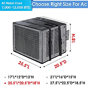 Window Air Conditioner Cover for Outside 25.5"Wx20.5"Dx18"H, Waterproof Outside Window Ac Cover, Ventilated Mesh Window Ac Unit Cover to Protect Against Cotttonwood Fluff, Leaves, Debris, Pine Needles