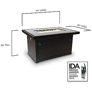 Outland Living 401 Series - 44-Inch Outdoor Propane Gas Fire Table, Espresso Brown/Rectangle