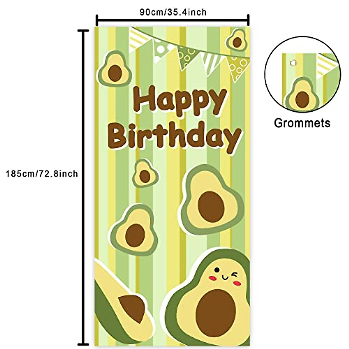 Hello Avocado Mexican Happy Birthday Banner Backdrop Holy Guacamole Theme Decor for 1st Birthday Party Mexican Fiesta Baby Shower Bridal Engagement Decorations Photo Studio Props Background Supplies
