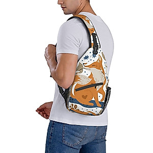 Fox Sling Bag, Chest Bag Daypack, Crossbody Sling Backpack for Travel Sports Running Hiking