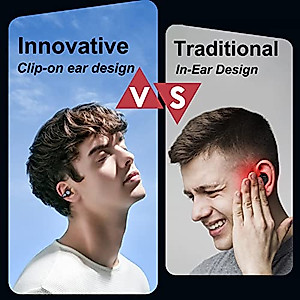 Houlyn Wireless Ear Clip Bone Conduction Headphones Open Ear Earbuds Bluetooth 5.3 for Android iPhone, Waterproof Painless Mini Sport Open Ear Clip Headphones, HiFi Quality/Long Battery Life, Black