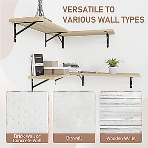 Kaboon 36 inch Long 10 inch Deep Floating Shelves for Wall Set of 2, Large Open Shelves Wall Mounted, Space Saving Home and Commercial Use, Oak/Grey Tone