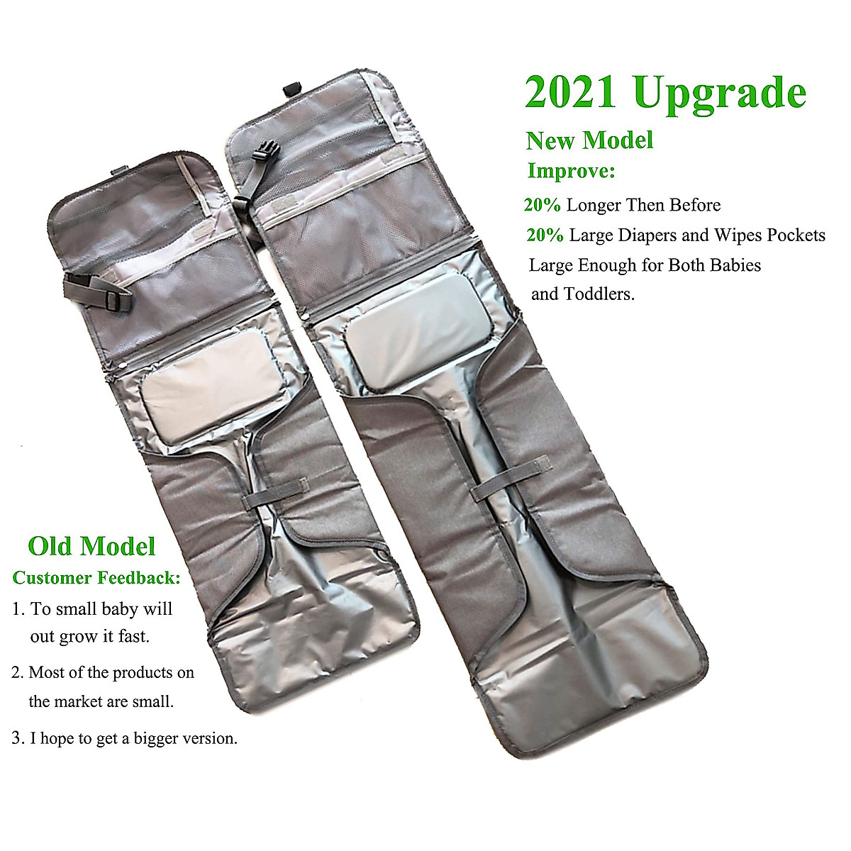 Portable Diaper Changing Pad, Detachable Travel Changing Pad for Baby with Wipes Pocket, Diaper Pad Changing Mat Clutch Bag for Newborn Boys & Girls