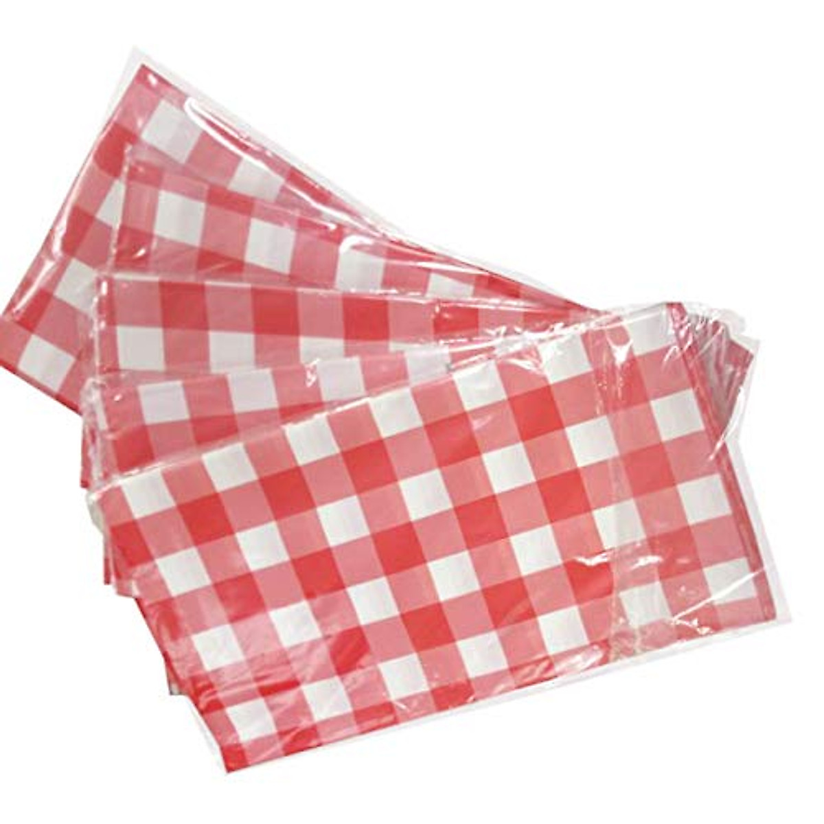 GSM Brands Disposable Tablecloths (5 Pack) - Plastic Tablecovers for Picnics or Parties with Checkered Red and White Design