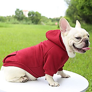 Dog Hoodie with Pocket Pet Warm Sweater for Winter Small Medium Dogs Puppy Coat Red XS