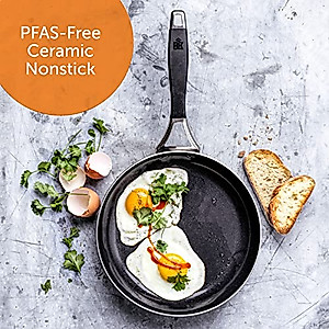 BK Intelligence Stainless Steel Induction 9.5" Nonstick Frying Pan Skillet, PFAS Free, Dishwasher Safe, Black