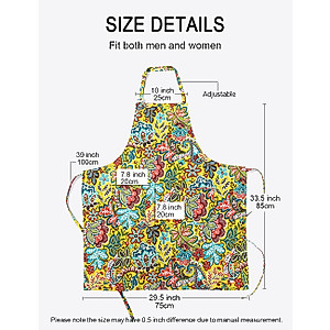 2 Pack Bib Aprons for Women Soft Cotton Linen Kitchen Cooking Chef Apron with Pockets Adjustable Machine Washable Neiicty 03