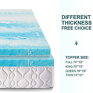 3 Inches Memory Foam Mattress Topper, Cooling Gel Infusion,Ventilated Bed Topper,Pressure Relieving,CertiPUR-US Certified