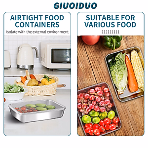 GIUOIDUO stainless steelFood Storage Containers setsstorage box with lidfreezer FrozenKitchen tray with lidOven plateSide dish plate Freezer & Dishwasher Safe