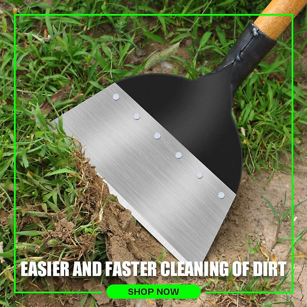 OUHO Multi-Functional Outdoor Garden Cleaning Shovel Steel Flat Shovel ice Shovel Weeding Planting Farm Weeding