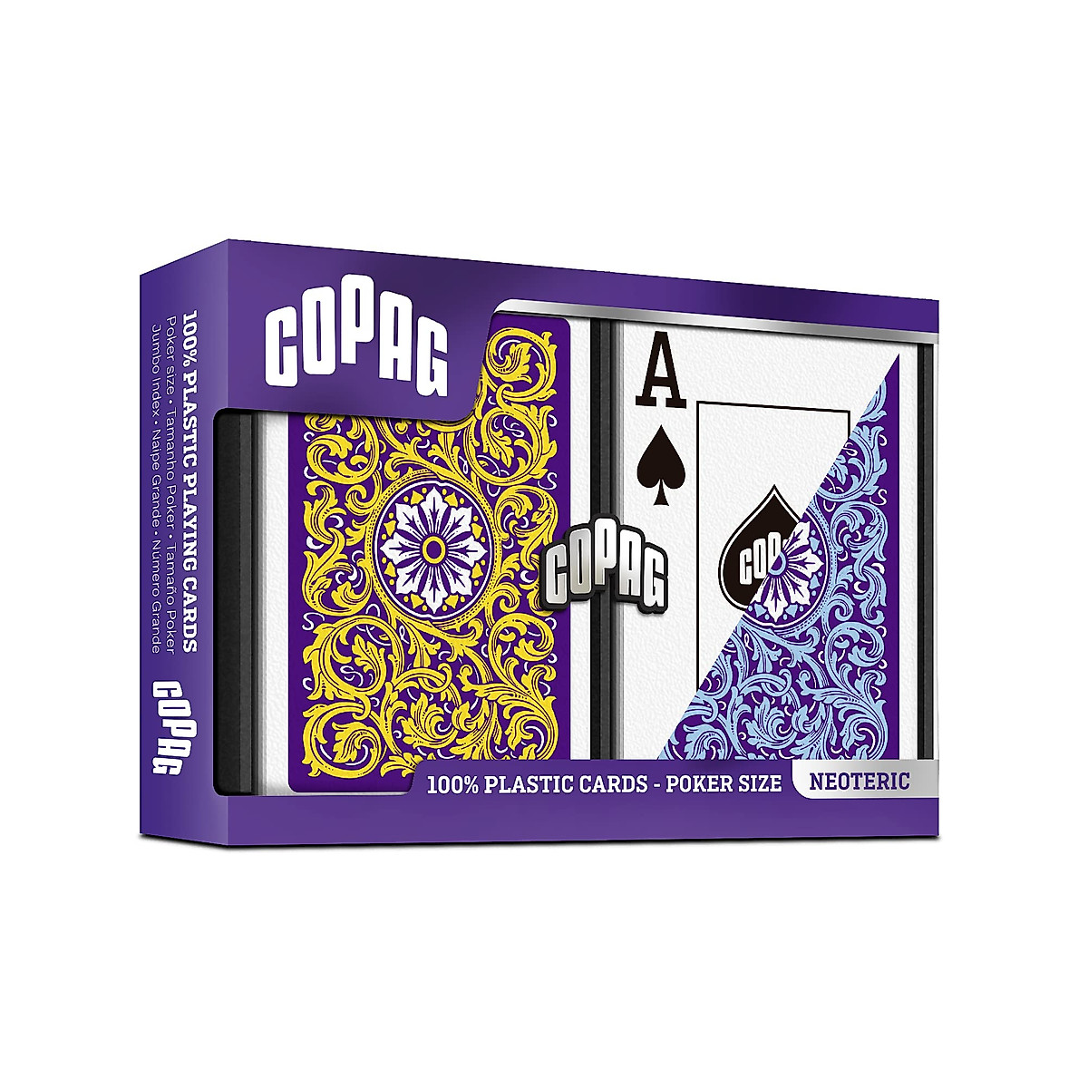 Copag 1546 Neoteric Design 100% Plastic Playing Cards, Poker Size (Standard) Violet/Yellow/Blue (Jumbo Index, 1 Set)