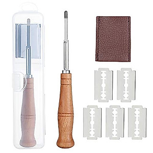 Premium Hand Crafted Bread Lame Included 5 Blades and Leather Protective Cover - Best Dough Scoring Tool by YMHB