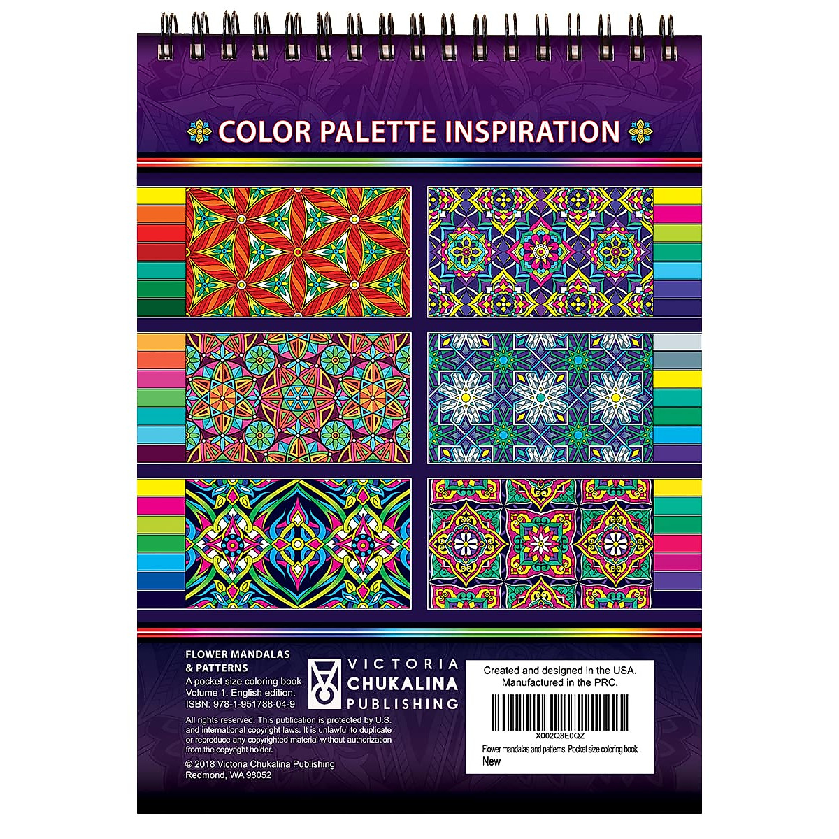 Flower Mandalas and Patterns. Travel Size Coloring Book for Adults on Thick Artist Paper with a Spiral Binding on The Top