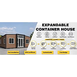 20FT 2 Bedroom Luxury Container Homes Granny Flat Roof Expandable Container House With Full Bathroom