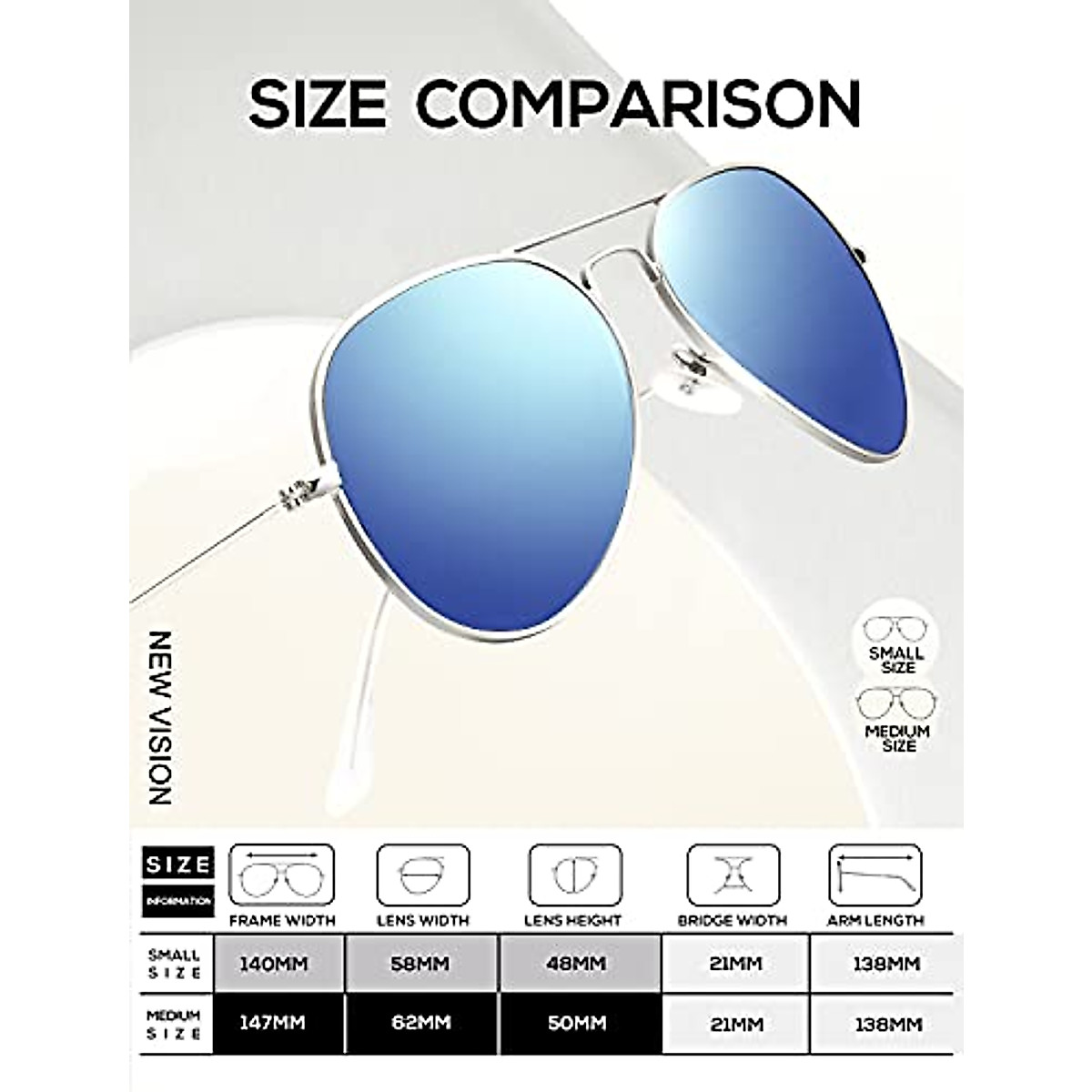 KALIYADI Classic Aviator Sunglasses for Men Women Driving Sun glasses Polarized Lens UV Blocking (2 Pack) 58mm