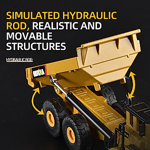 Gemini&Genius Rigid Articulated Dump Truck Six Wheels Heavy Duty Construction Site Vehicle Toys 1:50 Scale Diecast Site Dumper Collectible Alloy Model Engineering Toys for Kid and Decoration for House