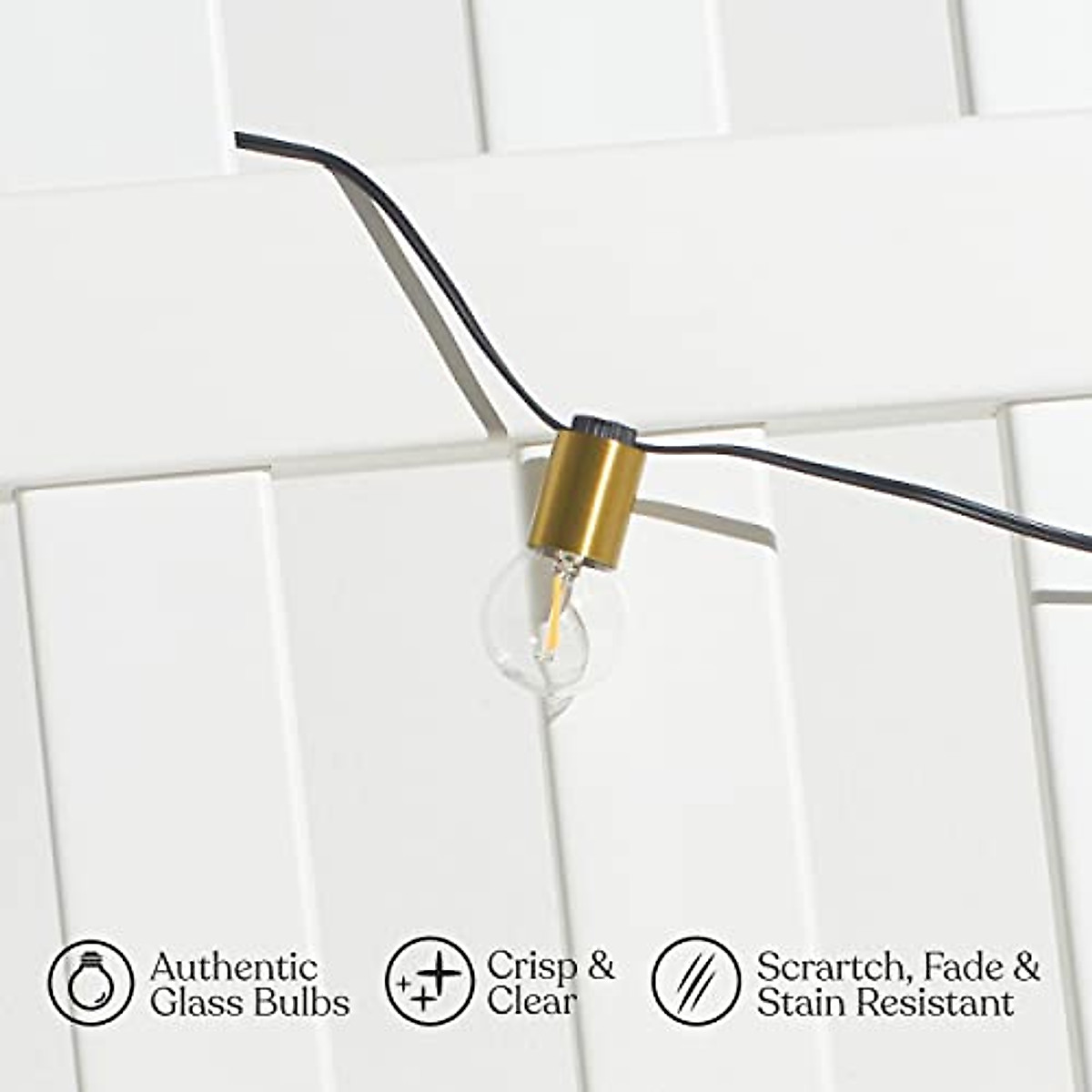 Brightech Glow LED String Lights - 26 Ft Commercial Grade Patio Lights with Brass Accents - Outdoor Waterproof Globe String Light for Backyard, Garden