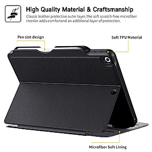 ZtotopCases for iPad 9th/8th/7th Generation 10.2 Inch, [5 Magnetic Stand Angles + Pencil Holder + Highly Shockproof +Auto Wake/Sleep], Premium PU Leather Cover for iPad 10.2 inch 2021/2020/2019, Black