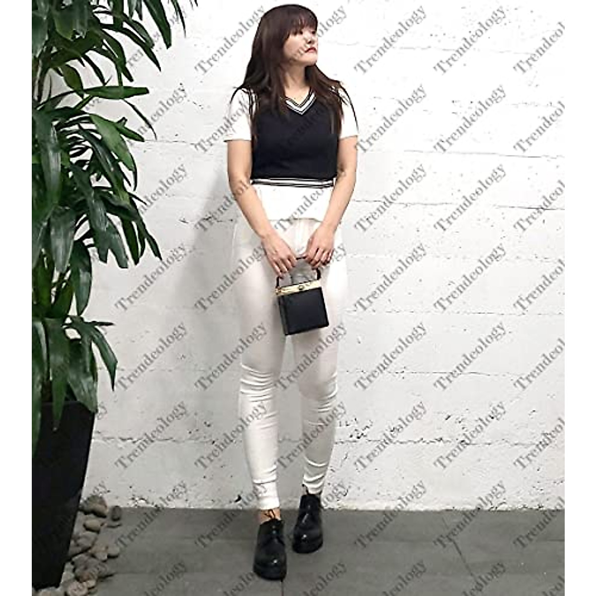 Small Medium Top Handle Square Frame Clutch Purse Crossbody Bag (White)