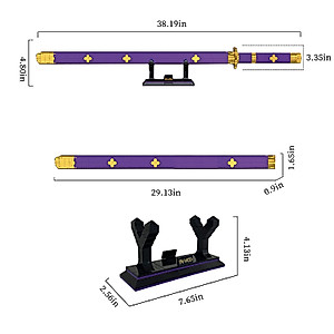 CHUANGPIN Zoro Anime Swords Building Set Compatible with Lego,Roronoa Zoro Yamato Sword with Scabbard and Bracket,Handmade Purple Yama Enma Katana Toy Building Set for Adults