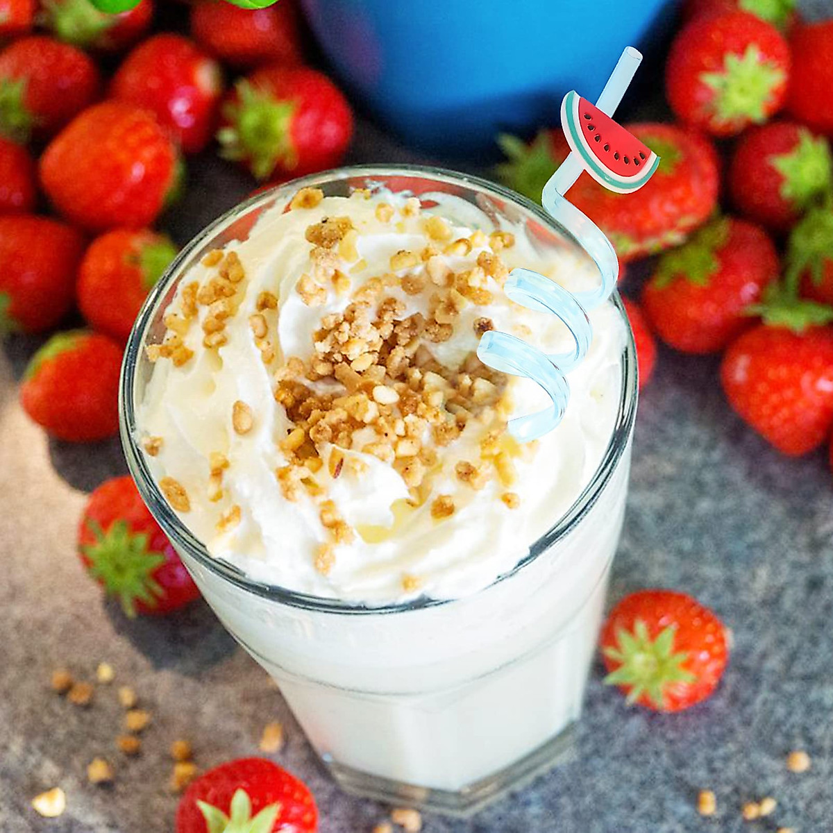 Kichvoe 12pcs Fruit Shaped Straw Small Favor Bags Hey Bear Sensory Fruit Birthday Decorations Crazy Silly Straw Plastic Drinking Straws Bar Straws The Pet Decorate Strawberry Travel