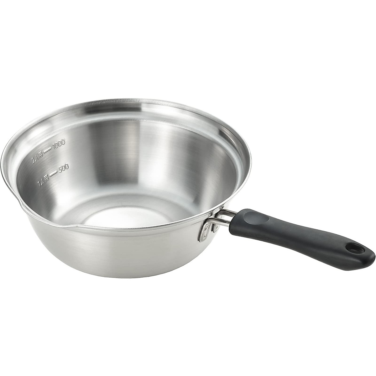 Yoshikawa 1216029 Single-Handed Pot, Gas Flame and Induction Compatible, 7.1 inches (18 cm), Donburi Ramen, Stainless Steel, Made in Japan, Pot, Deep Spout Included, For One Person