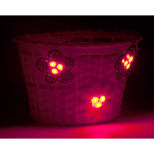 Schwinn Bike Basket for Kids With Light-Up Flowers, Front Handlebar, Bicycle Accessories for Boys and Girls, Fits Most Bikes