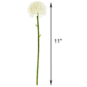 Tinsow 12 Pcs Artificial Flowers Faux Ball Chrysanthemum Bouquet Silk White Flowers Bridal Wedding Bouquet for Home Garden Party Wedding Decoration (White, 12)