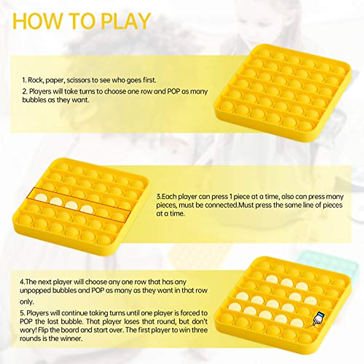 NiHealth Fidget Pack 4-Pack Push Pop Bubble Fidget Sensory Toy, Fidget Toys for Stress Anxiety Relief, Bubble Popper Fidget Toy, Silicone Squeeze Toy for Kids Adults (4 Colors Square)