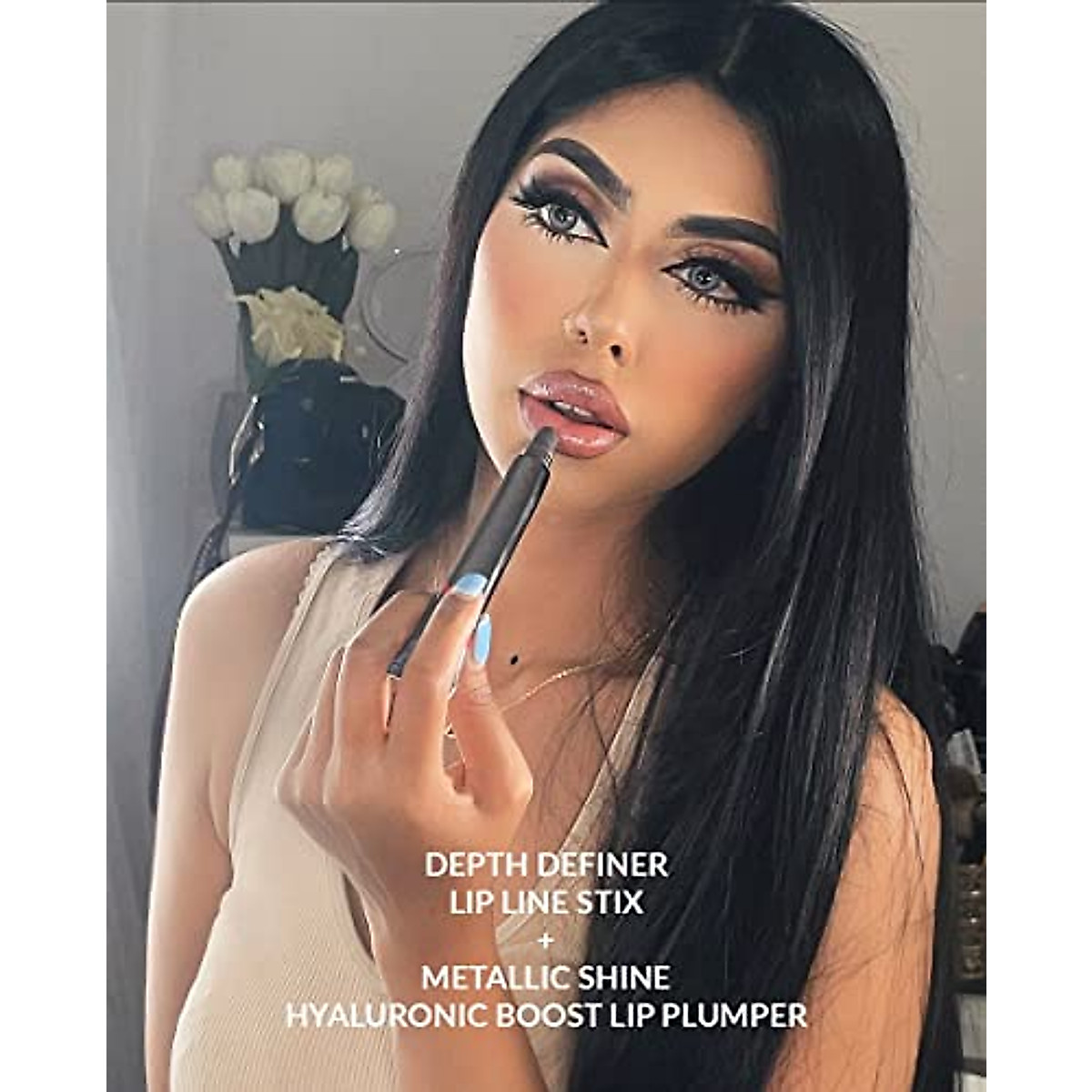 VASANTI Hyaluronic Boost Lip Plumper - Non-Sticky Lightweight Cosmetics for Soft Hydrated Lips (Metallic Shine)