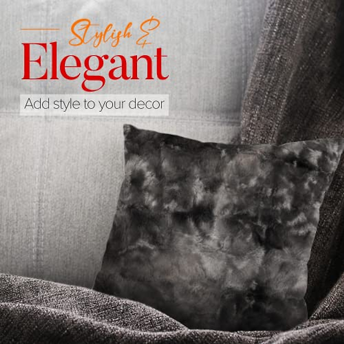 Cheer Collection Faux Fur Throw Pillow Set of 2 for Couch, Beds, Bedroom and Living Room - Ultra Soft and Cozy, Elegant Home Decor, Stylish Accent Pillows - 18" x 18", Gray & White