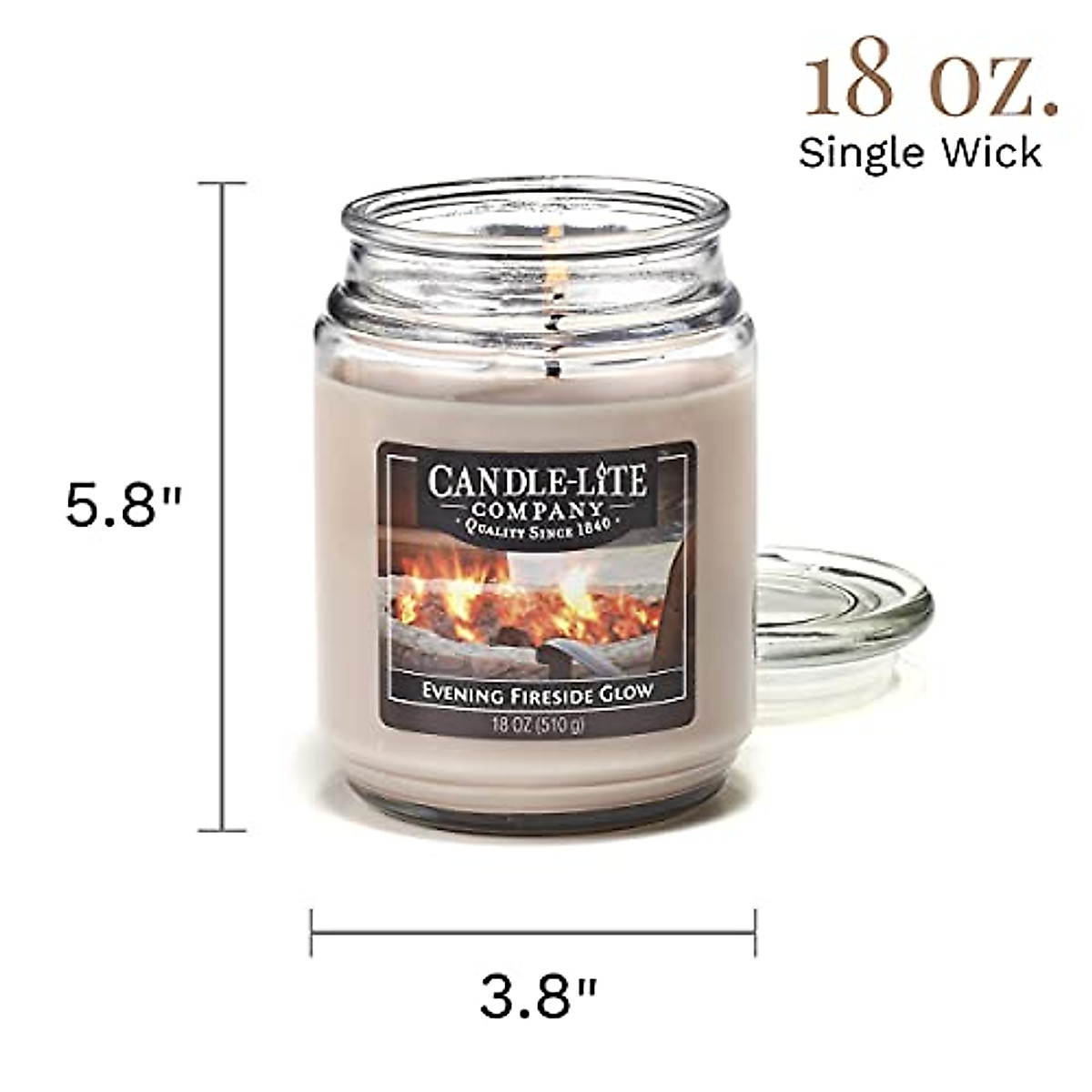Candle-lite Scented Candles, Evening Fireside Glow Fragrance, 18 oz.2-Pack, Single-Wick Candle with 110 Hours of Burn Time, Off-White Color