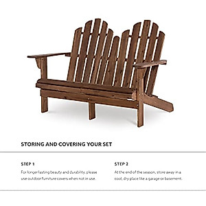 Linon Jayde Adirondack Double Bench, Teak