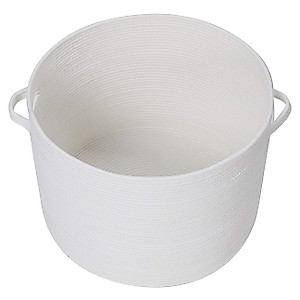 20" x 20" x 15" Extra Large Storage Basket with Lid, Cotton Rope Storage Baskets, Laundry Hamper, Toy Bin, for Toys Blankets Pillows Storage in Living Room Baby Nursery, Full White Basket with Cover