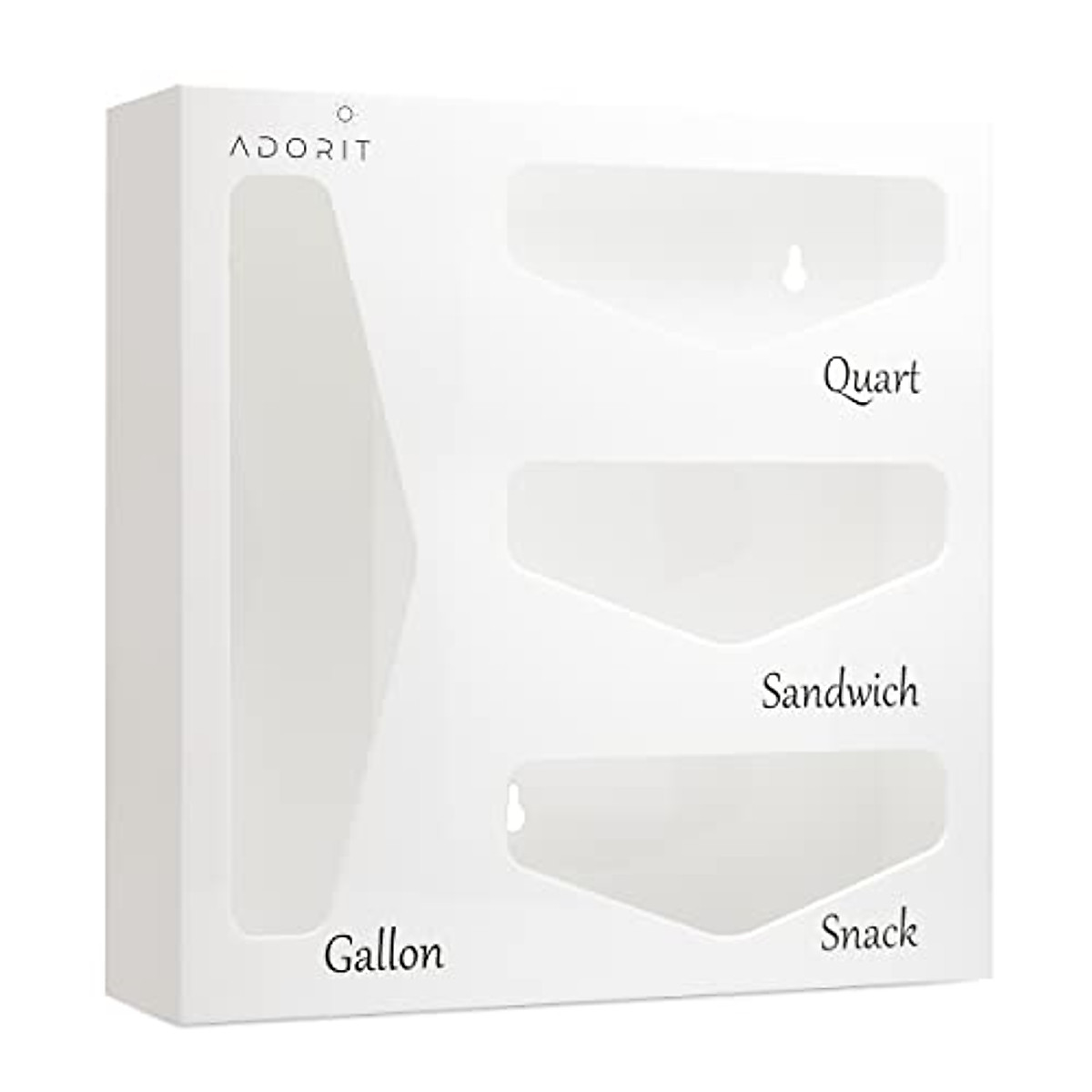 Ziplock Bag Organizer |Storage for Kitchen Drawer or Wall Mount | Acrylic Baggie Container, Plastic Bag Dispenser | Ziploc Holder for Gallon, Quart, Sandwich & Snack | Compatible with Ziploc, Solimo, Hefty & Glad Bags- White