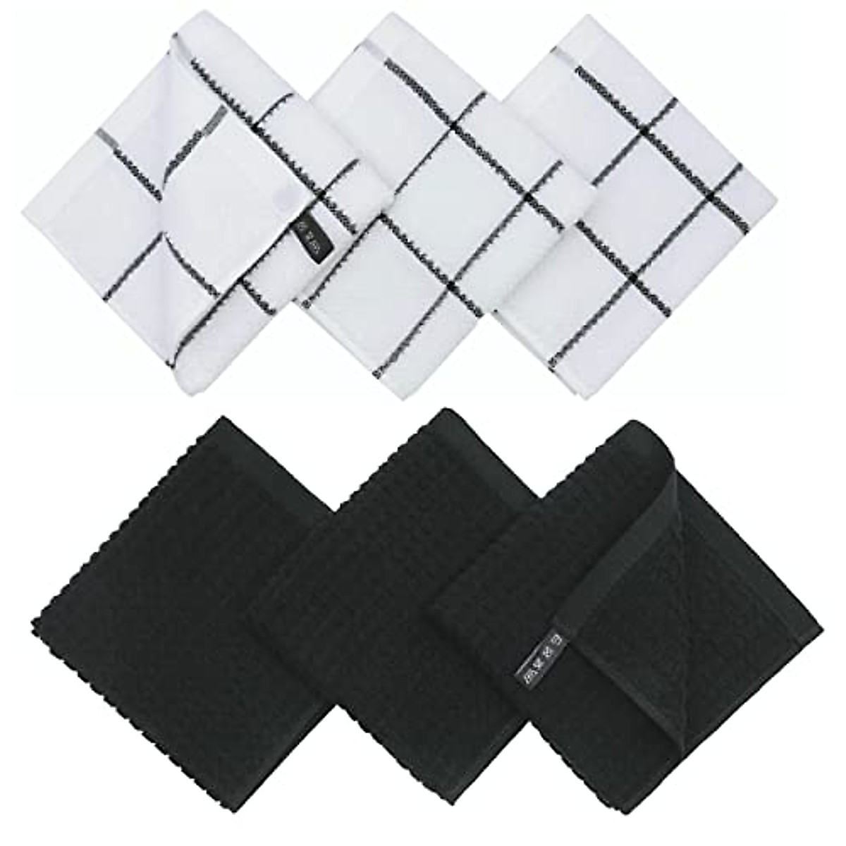 HFGBLG Cotton Dish Towels for Kitchen Wash Cloths Terry Dish Cloths, Set of 6, Light and Soft Cleaning Rags Kitchen Hand Towels, 12 Inch x 12 Inch (Multi)