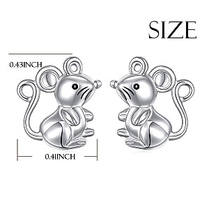 Christmas Gift S925 Sterling Silver Cute Animal Mouse Stud Earrings Gift for Women