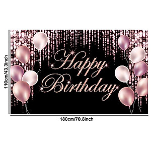 Rose Gold Happy Birthday Banner Backdrop Large Happy Birthday Yard Sign backgroud It's My Birthday Backdrop Baby Shower Party Indoor Outdoor Car Decoration Supplies for Women Girl